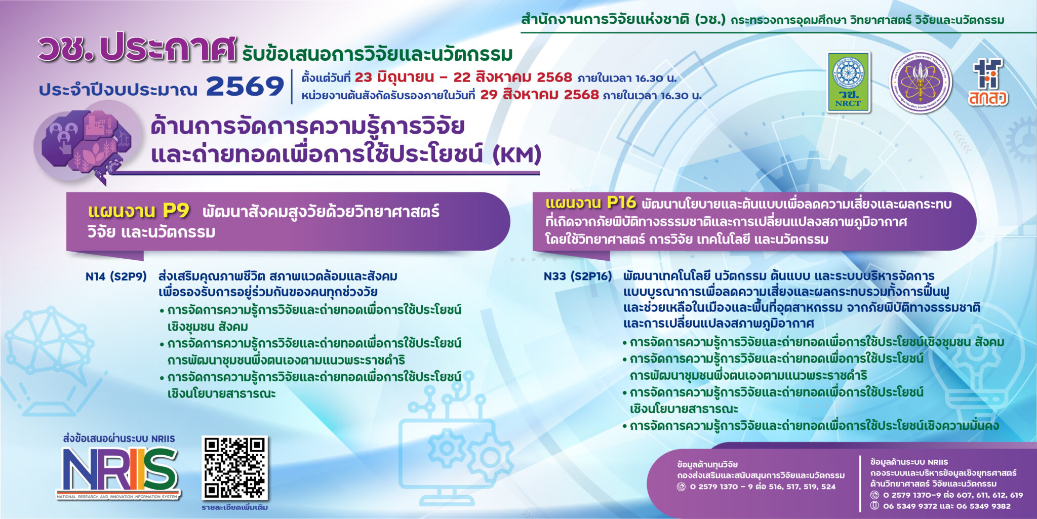 วช. เปิดรับข้อเสนอการวิจัยและนวัตกรรม ประจำปีงบประมาณ 2569 ตั้งแต่วันที่ 23 มิถุนายน 2568 - 22 ...
